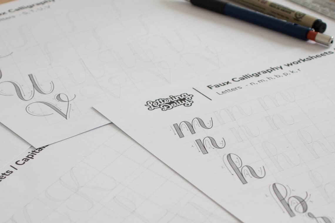 How to Do Faux Calligraphy (+FREE Worksheets) | Lettering Daily