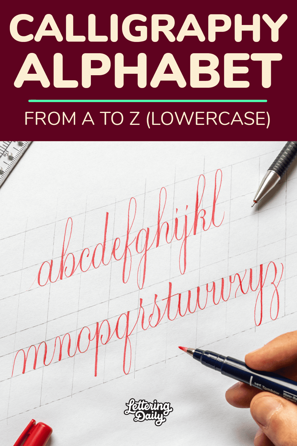 Brush Calligraphy Alphabet - A to Z (Lowercase Letters) | Lettering Daily