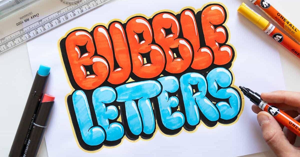 How To Draw Bubble Letters - Step By Step Tutorial (2023) | Lettering Daily